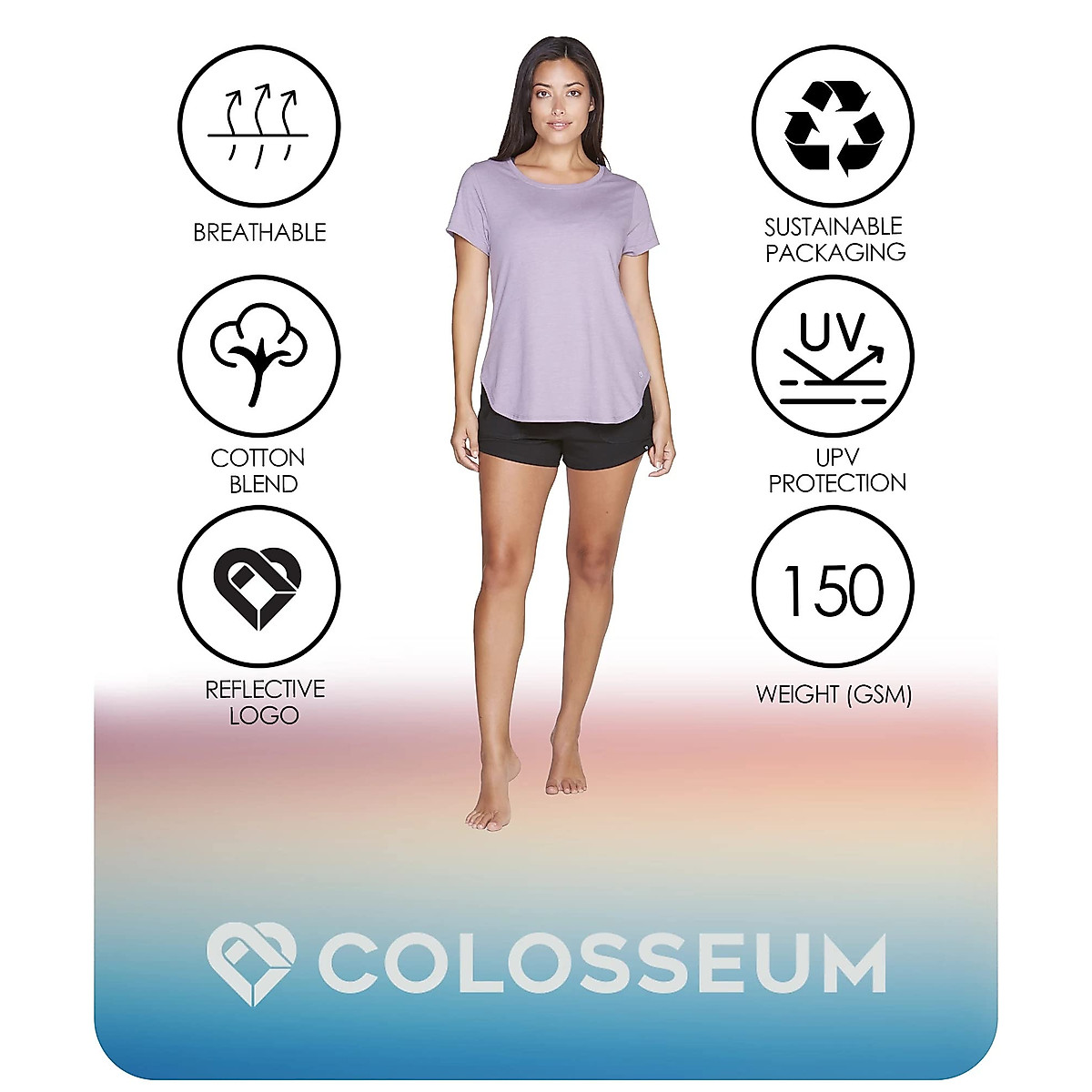 Colosseum Active Women's Myla Short Sleeve Scoop Neck Tee (Amethyst, Large)