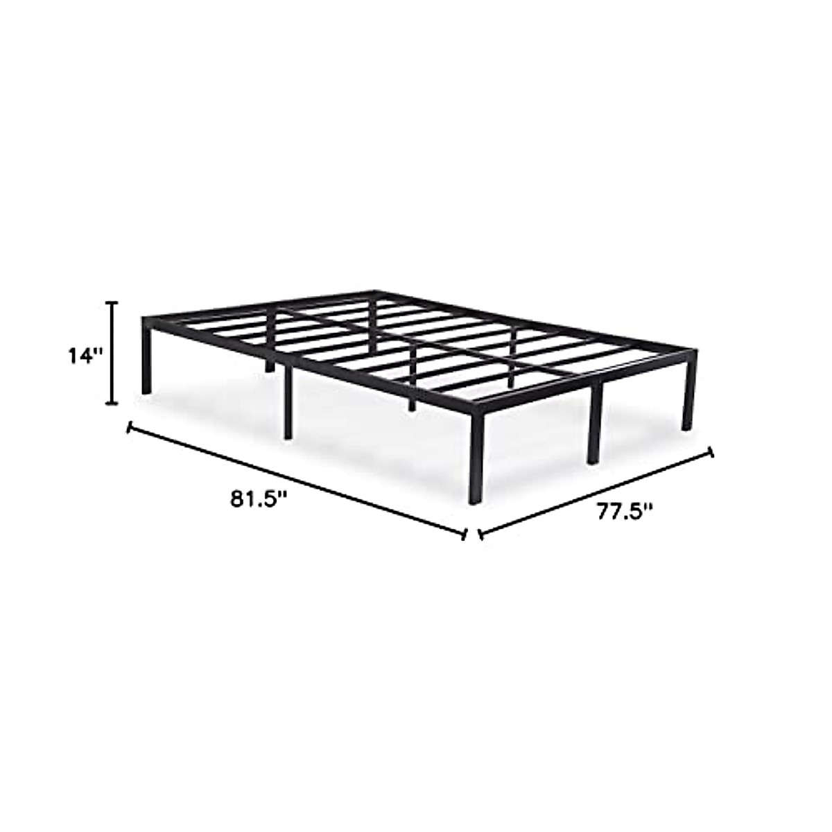 SLEEPLACE 14 Inch Dura Metal Steel Slat / Mattress Foundation / Bed Frame, King