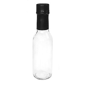 nicebottles Hot Sauce Bottles with Black Caps & Shrink Bands, 5 Oz - Case of 24