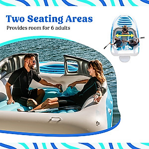 Aquayam Lake Floats for Adults Floating Island for Lake Inflatables Lake Toys for Adults and Family | Boat Floats for The Lake Includes Air Pump, Extendable Oars, Repair Kit and Carry Bag