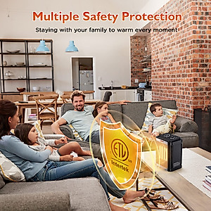 Faryuan Space Heater, Portable Electric Ceramic Heater, Small Space Heater with Thermostat, 2S Fast Heating, Overheating & Tip-Over Protection, 1500W Heater for Indoor Use, Office, Home