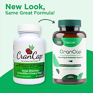 CranCap - Cranberry Pills - Urinary Tract Health Cranberry Supplement - 36mg of Potent PACs - Non GMO, Vegan, Gluten Free - by Heale - 90 Capsules