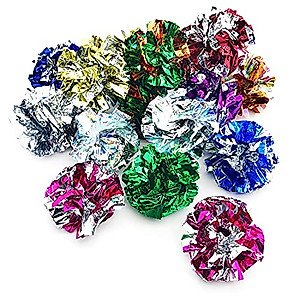 MYYZMY 20 Pack Crinkle Balls Cat Toys, 6cm/2.36 Inches Large Mylar Crinkle Balls Cat Toys (10 Colors)