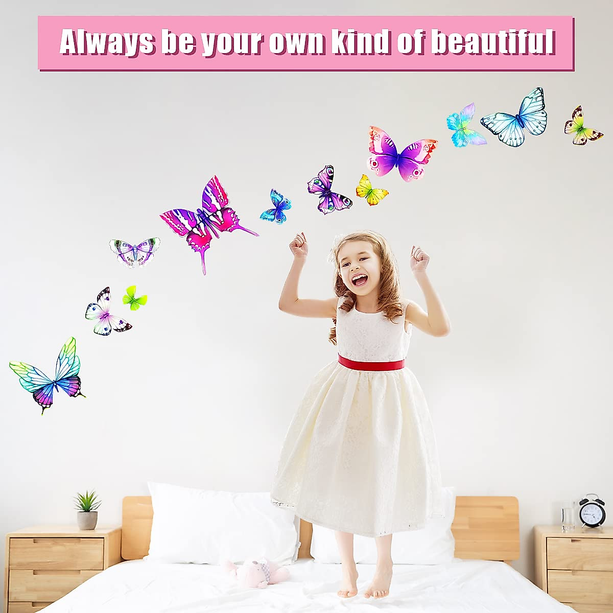 12pcs Large Glow in The Dark Stickers of Butterflies, Removable Reusable on Textured Wall, Wall Decals for Girls Bedroom, Waterproof Premium Butterfly Wall Décor, Unique Gifts for Girls Kids & Teen