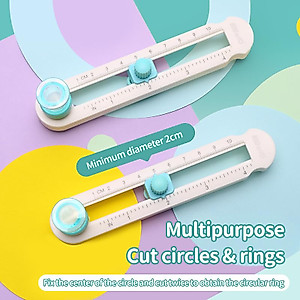 Circle Cutter, Kaluofan Mini Circle Cutters for Crafts, Adjustable Any Size 2-20CM DIY Circular Paper Cutter Multi-Purpose, Circle Cutter Paper with Bottom Blade Guard, Easy Operation, Smooth Cutting