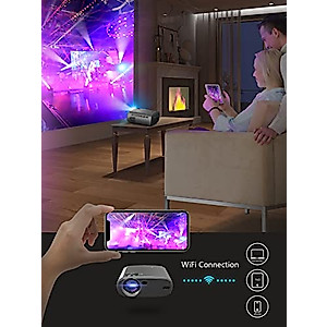 WEWATCH V50 5G WiFi Projector 1080P with Blutooth (Gray), PS101 Adjustable Height Table Projector Tripod Stand