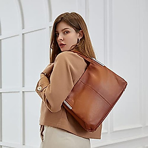 HESHE Genuine Leather Purses and Handbags for Women Shoulder Bags Tote Satchel Hobo Top Handle Designer Ladies Purse(Navy Blue)