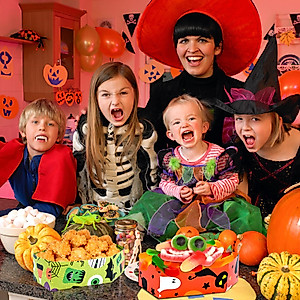 VAIPI 60 Pieces Halloween Coffin Treat Boxes Halloween Movie Night Snack Serving Tray Hallowee Party Food Dish Charcuterie Board Popcorn Candy Box for Halloween Themed Party Decor Gift Box