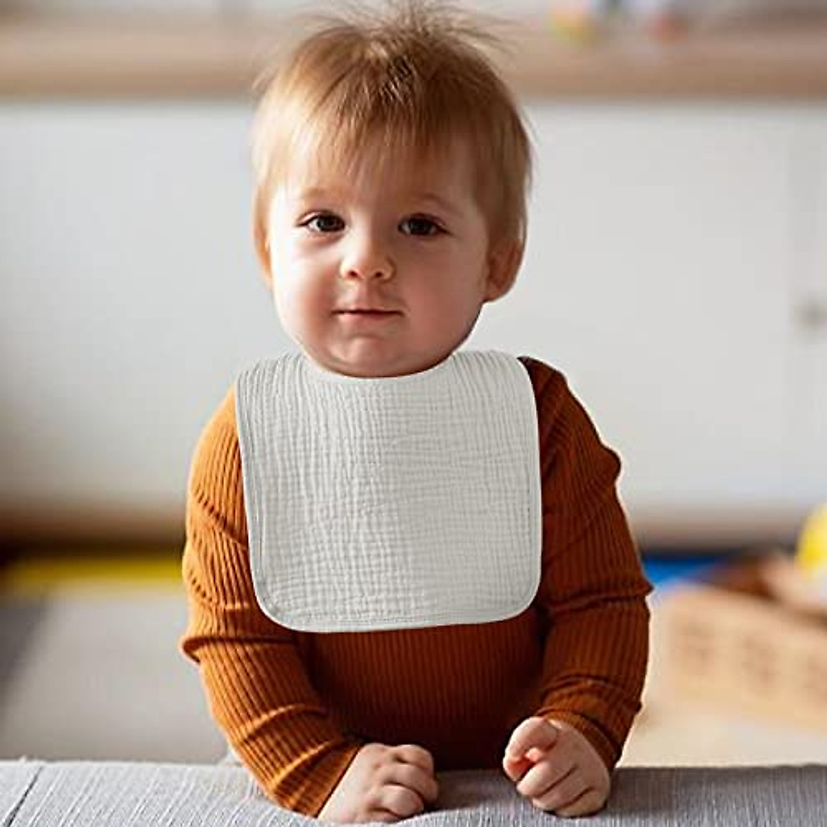 HBselect Muslin Baby Bibs 10 Pack,Unisex Baby Bibs with Bandana Drool Bibs Cotton, 10 Solid Colors Set for Feeding, Teething, Drooling