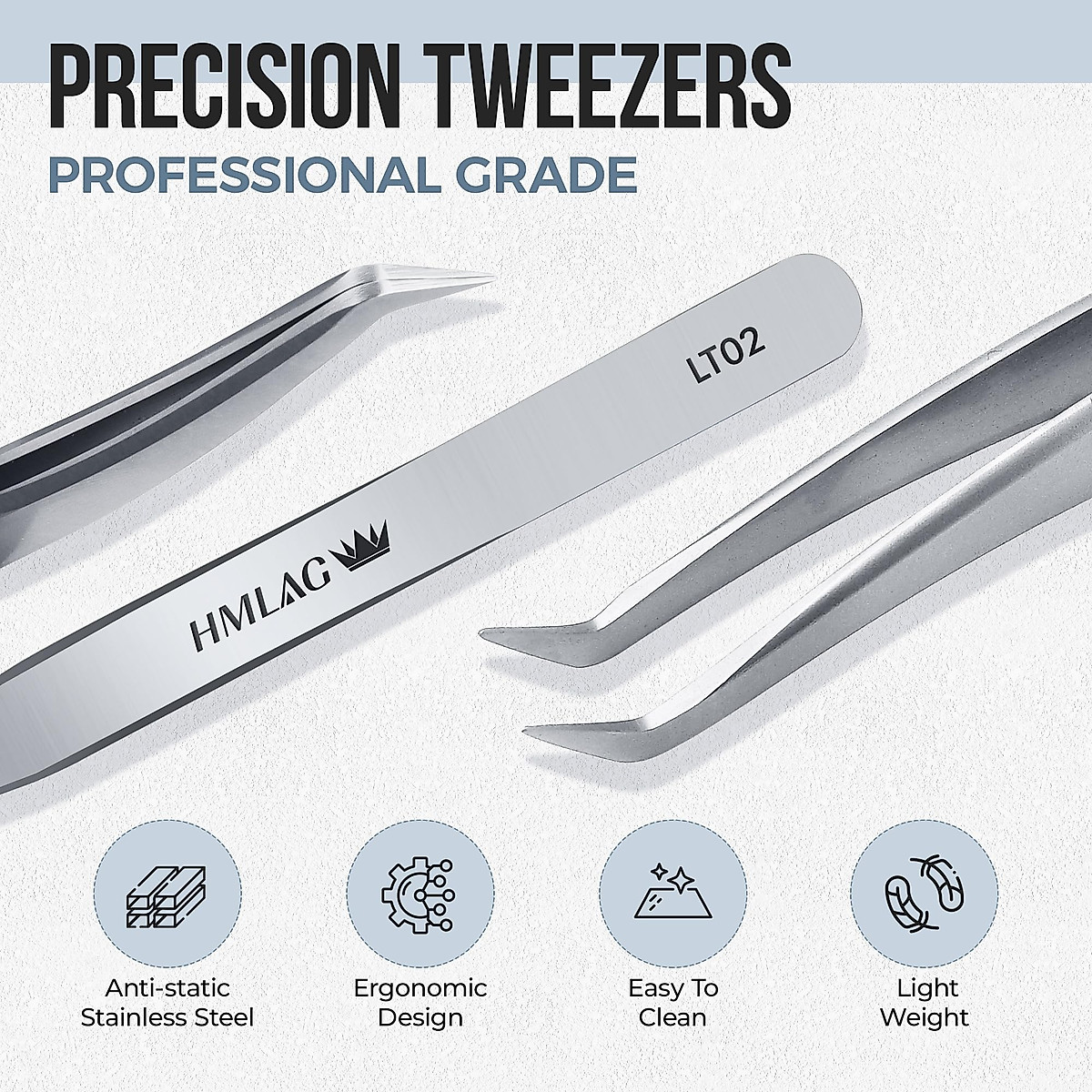 LASHVIEW Lash Tweezer, High Precision Stainless Steel Volume Eyelash Tweezers, Eyelash Extension Tweezers for Profissional Grafting lash Extension, LT02
