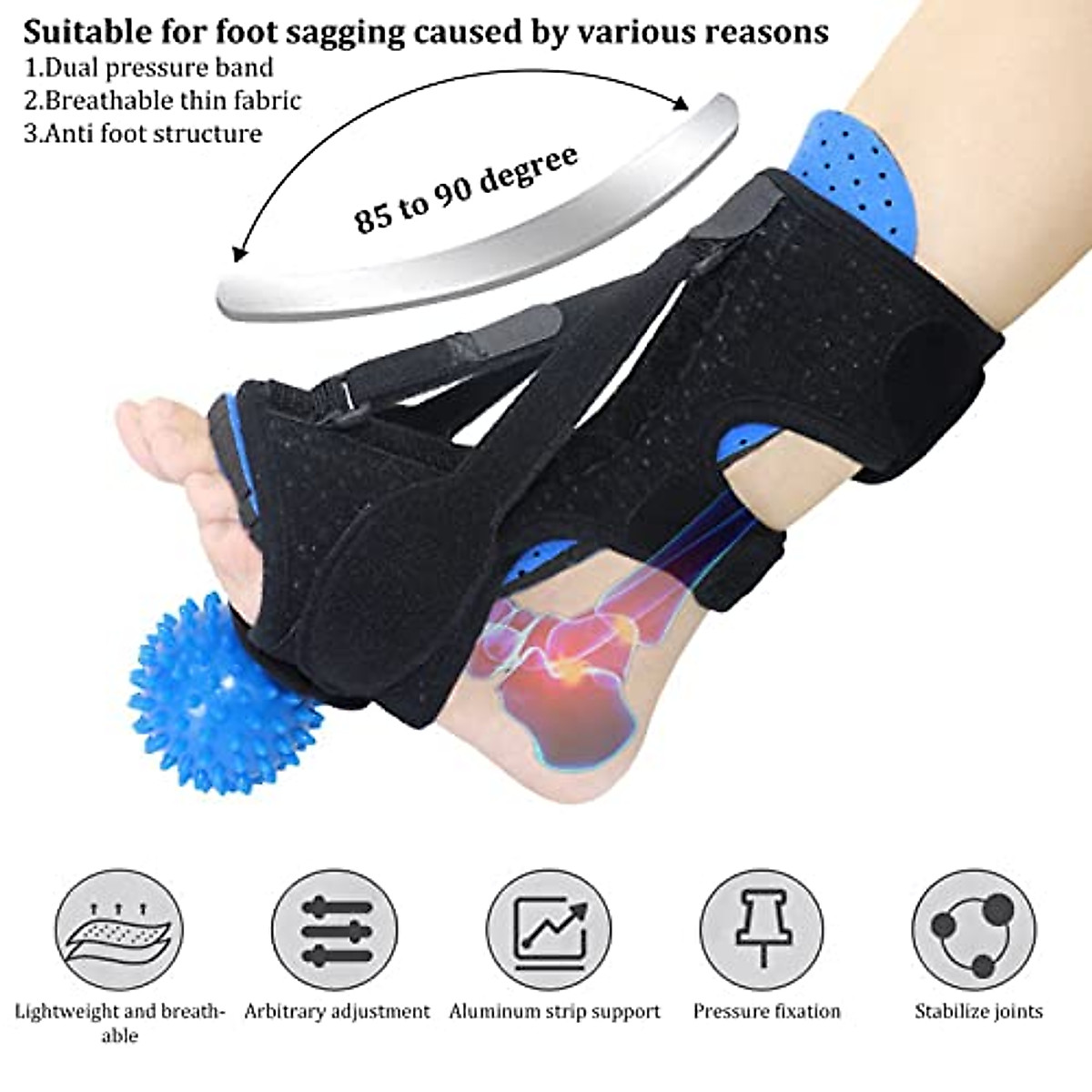 CUCUFA Plantar Fasciitis Night Splint, Plantar Fasciitis Relief Brace Foot Support for Plantar Fasciitis Treatment Heel Achilles Tendonitis Pain Relief for Men Women (Pink)