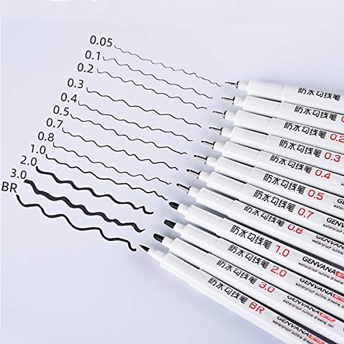 Fhyhej 12/Set,Black Precision Micro Line Pens,Apply toTechnical,Drawing,Office Documents, Scrapbooking,Technical Drawing,Ultra Fine Point Drawing Pen Set