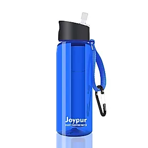 Joypur 0.01 μm Ultra Filtration Portable Water Bottle - 4-Stage Filtered BPA-Free Reusable Water Bottle - for Survival,Hiking,Emergency,Camping and Backpacking