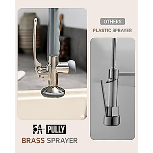 Fapully Kitchen Faucet with Pull Down Sprayer,Commercial Kitchen Sink Faucet with Deck Plate,Brushed Nickel