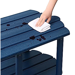 MINPINSER 2 Tier Patio Table-Outdoor Coffee Table Adirondack Deck Table HDPE Pool Side Table, Blue