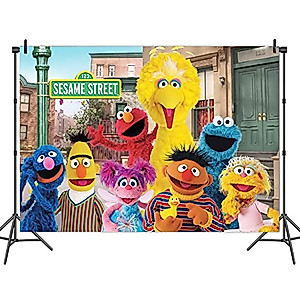 7x5ft Cartoon Doll Animal Photo Background for Baby Children 1st 2nd Happy Birthday Party Banner Street Scene Photography Backdrop Baby Shower Cake Table Decor