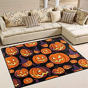 Area Rug Halloween Pumpkin 4' x 5.3' Rugs for Living Room Bedroom Washable Carpet
