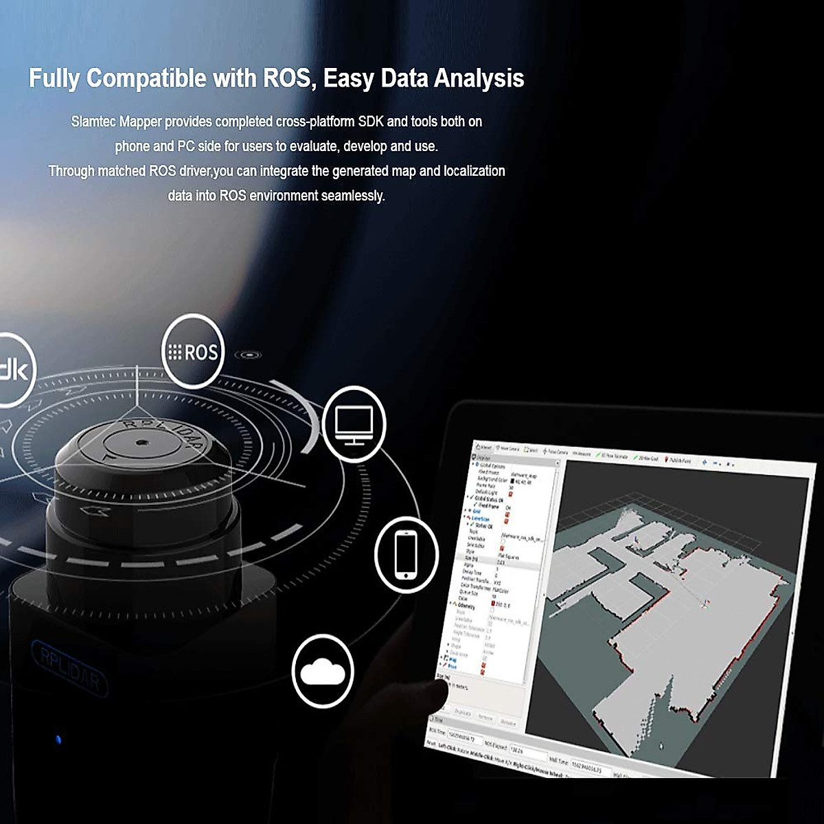 youyeetoo Slamtec RPLIDAR SLAMTEC M2M2 TOF Laser Scanner Kit 40 Meters Scanning Radius LIDAR Sensor for Map Construction and Navigation of Robots