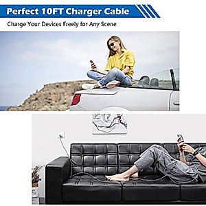 WHIRELEAST iPhone Charger Cable 10 FT with Wall Plug, Braided Long iPhone Charging Cord + Dual USB Wall Charger Block Adapter Compatible with iPhone 12/11/11 Pro Max/XS/XR/X/8/7/6 Plus, iPad (4-Pack)