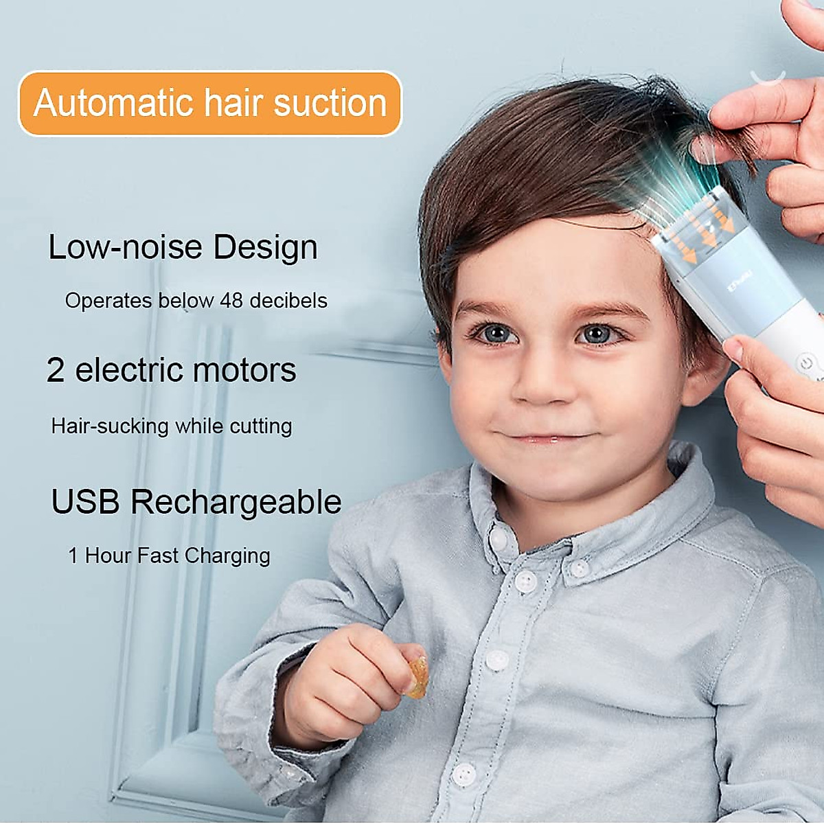 OPENBEAUTY Electric Hair Clipper for Men Kids Baby,Light Vacuum Hair Trimmer with Automatic Hair Suction,Waterproof Rechargeable Cordless Haircut Machine Toddler Professional Haircut Kit