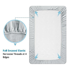 TILLYOU Muslin Fitted Crib Sheets Cotton Baby Crib Sheets for Standard Crib Mattress (28 X 52 Inches), Soft and Breathable,1 Pack, Light Grey