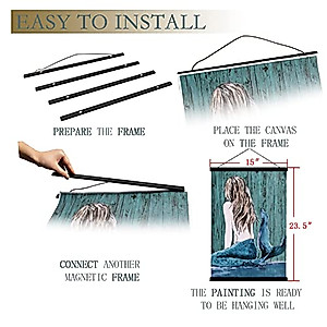 EyeArtHouse Cactus Original Canvas Wall Art, Acrylic Green Succulent Plants Painting Print on Canvas with Magnetic Magnetic Poster Frames, Ready to Hang for Bedroom and Bathroom 16”X 24”