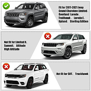 sportuli Black Front Fog Light Cover Fog Lamp Trim Replace for 2017-2021 Jeep Grand Cherokee (2017-2021)