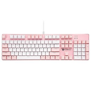 Wired Mechanical Gaming Keyboard | Brown Switch PC Gaming Keyboard | 104 Keys US Layout | Wired Gaming Keyboard | Hot Swappable Mechanical Keyboard | Silent Mechanical Keyboard | Pink & White Combo