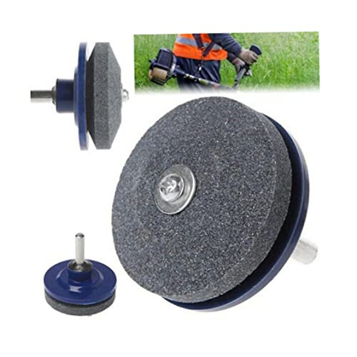 Eaarliyam Lawnmower Blade Sharpener, 1Pc (Bule) Garden Lawn Mower Grinder Wheel Stone Sharpener, for Power Drill Hand Drill Drill Repair Kit