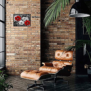 Bathroom Decor Canvas Red Flower Wall Art Poster Unframed Bedroom Decor Red Bathroom Accessories Modern Red Flower On Black and White Wall Art Canvas Pictures Prints for Living Room Home Decor