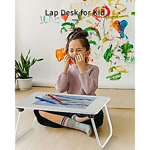 Folding Lap Desk, Ruxury Laptop Stand Bed, Breakfast Serving Tray, Portable & Lightweight Mini Table, Lap Tablet Desk for Sofa Couch Floor - White
