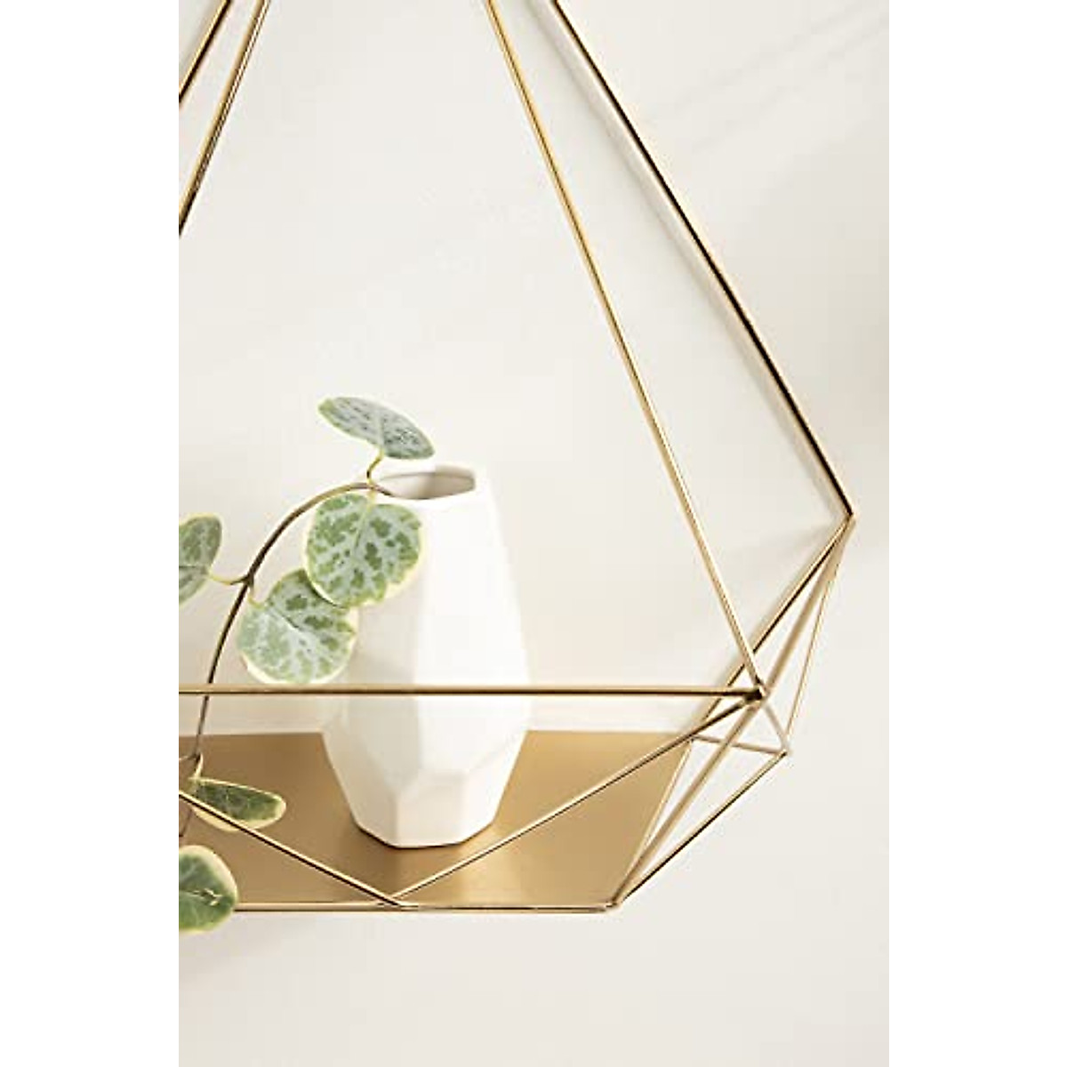 Kate and Laurel Prouve Decorative Geometric Multi-use Metal Wall Display Shelves, Gold, 2 Piece Set