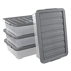 Nicesh 4 Packs 40 Quart Wheeled Under Bed Boxes, Clear Plastic Underbed Storage Bins