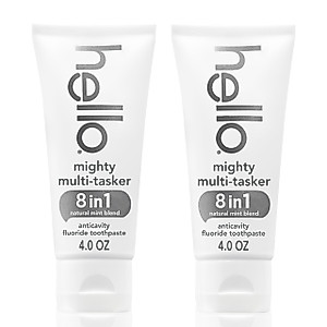 hello Mighty Multitasker Fluoride Toothpaste, 8-in-1 Toothpaste with Minty Flavor, Anticavity, Antigingivitis, Antisensitivity, Strengthens Enamel and Whitens, 2 Pack, 4.0 Oz Tubes