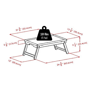Oakestry Wood Ventura Bed Tray Natural/White with Foldable Legs Breakfast Tray for Sofa Bed Eating Working Used as Laptop Desk Snack Tray