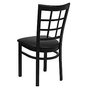 Flash Furniture HERCULES Series Black Window Back Metal Restaurant Chair - Black Vinyl Seat