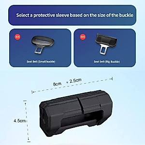 GODTERA Car Universal Seat Belt Clips Cover,Seat Belt Buckle Protector for Car, Anti-Scratch Silicon Seat Belt Buckle Protector (Black, Large Size)