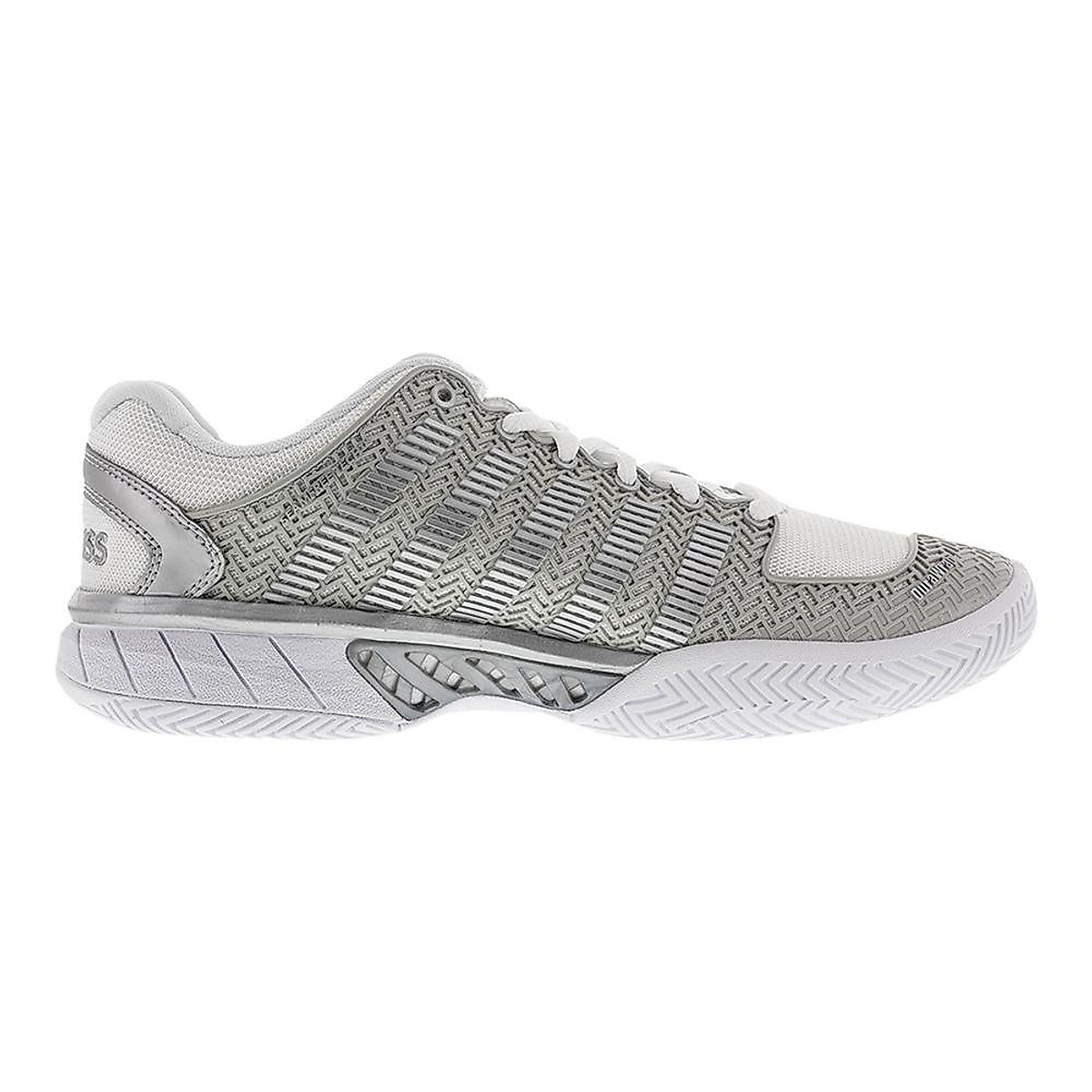 K-Swiss Women's Hypercourt Express Tennis Shoe, White/Silver, 8 M
