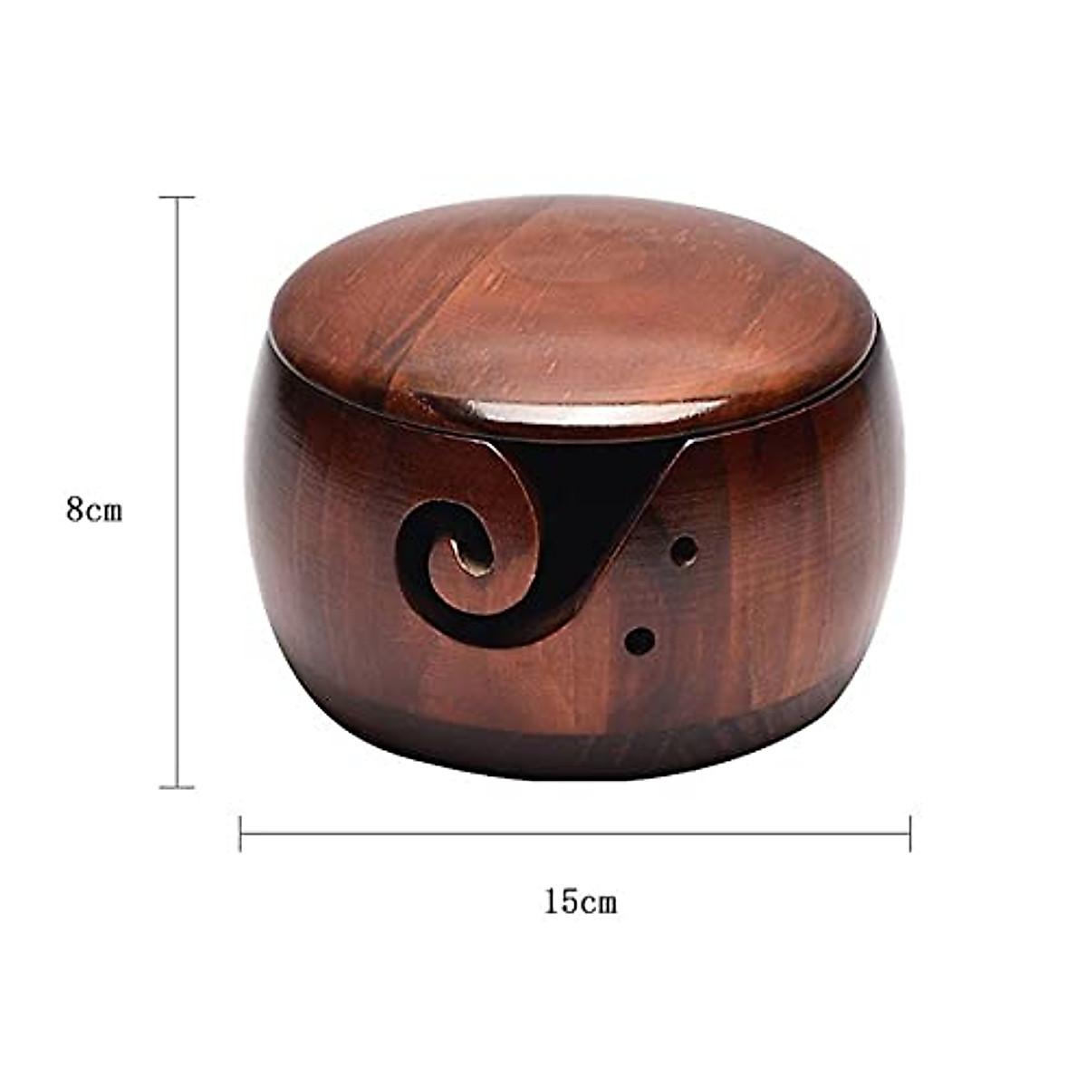 gofidin Craft DIY Arts with Handmade Holes Knitting Crochet Weaving Tool Wool Holder Organizer Wooden Yarn Bowl Woolen Knitting Storage Basket(2)