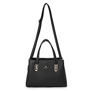 CHERUTY Handbags and Purses for Women, PU Leather Designer Top-Handle Bags Satchel (Black)