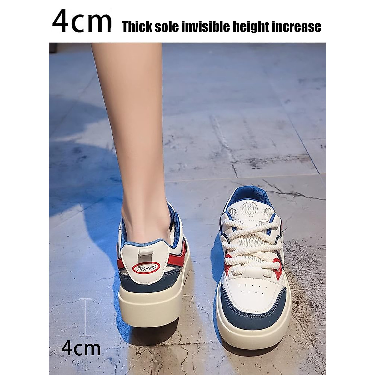 Cubicbee Women's Platform Lace up Sneaker Daddy Shoes,Non-Slip Mesh Breathable Running Tennis Shoes Casual Gym Workout Walking Shoes (Pink,5)