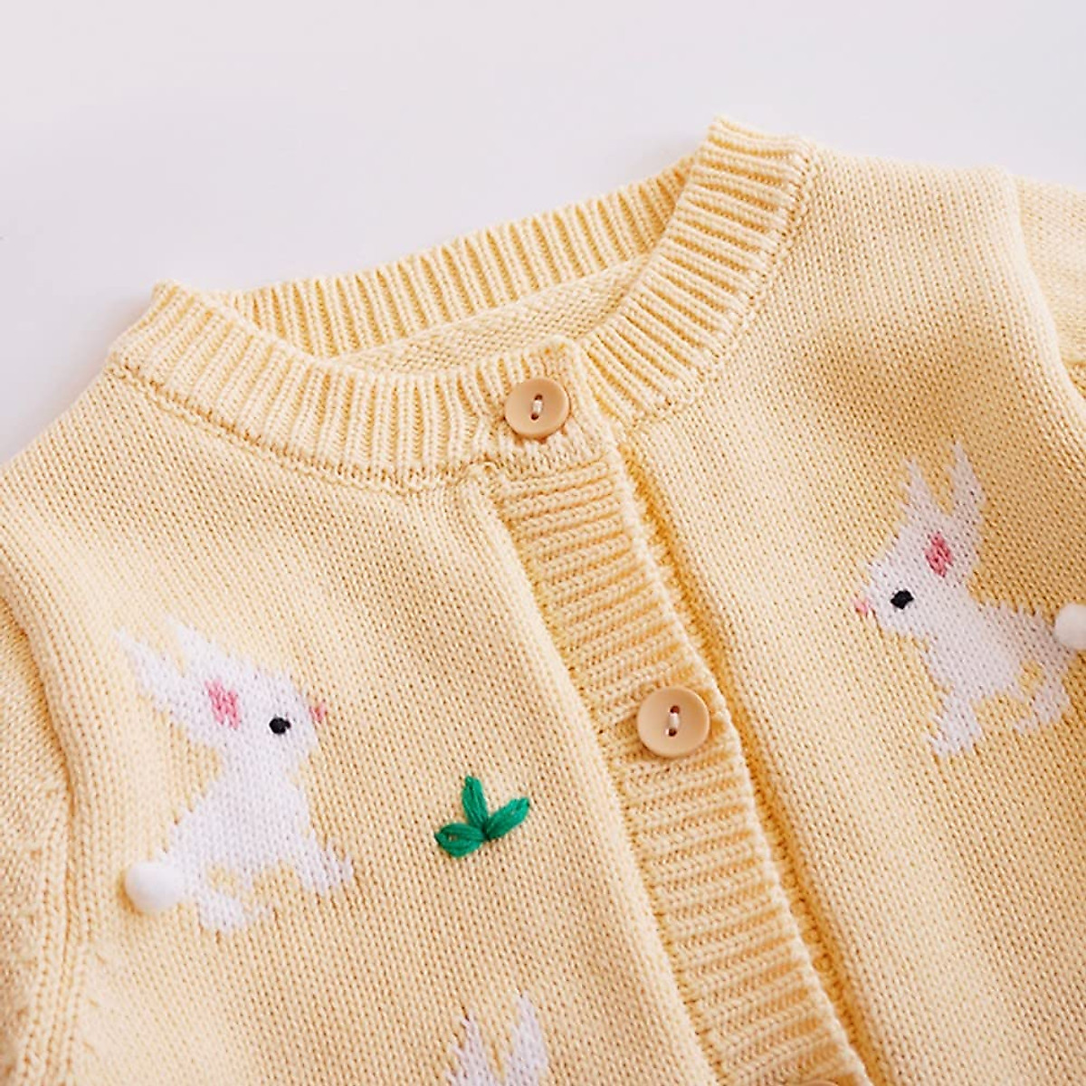 Rolanko Toddler Girls' Sweater Long Sleeve Open Front Button Down Knit Cardigan Kids Top Clothes 1-6 Years (Yellow, 3-4 Years)