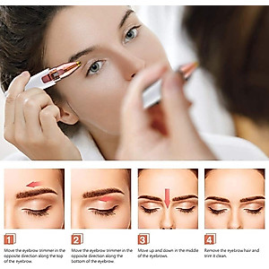 Juszczak Women's Rechargeable Eyebrow Trimmer, 2-in-1 Painless Hair Remover and Razor, with LED Light, Portable and Convenient