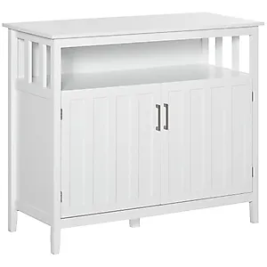 HOMCOM Sideboard Buffet Cabinet, Kitchen Cabinet, Coffee Bar Cabinet with 2 Doors and Adjustable Shelves for Entryway Living Room, White
