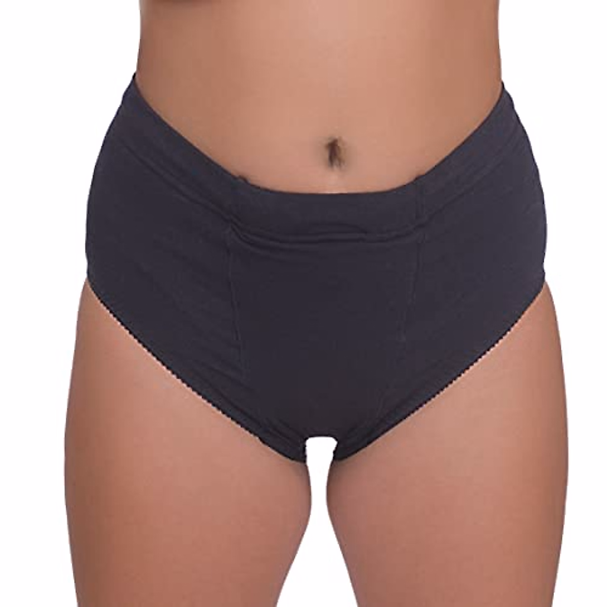 Underworks Vulvar Varicosity and Prolapse Support Brief with Groin Compression Bands and Hot/Cold Therapy Gel Pad - Black - 2x