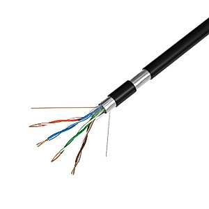 Cables Direct Online 1000FT Direct Burial CAT5e FTP Shielded Outdoor 24 AWG UV Resistant Cable Copper Clad Aluminum Wire Solid Weatherproof