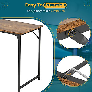Dopinmin 47 inch Computer Desk Modern Writing Desk,Simple Study Table,Industrial Office Desk,Sturdy Laptop Table for Home Office,Brown