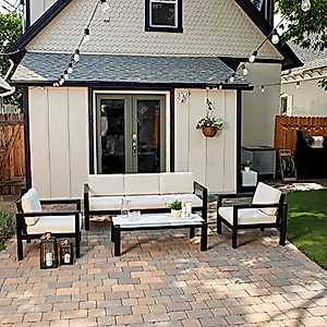 Quality Outdoor Living Monterey 4-Piece Outdoor Deep Seating Conversation Set, Black