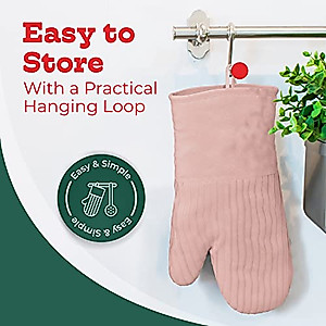 Big Red House Silicone Oven Mitts Heat Resistant Kitchen Gloves with Fingers, Professional Grade Protection for Hot Cooking, Baking - Pink Pair