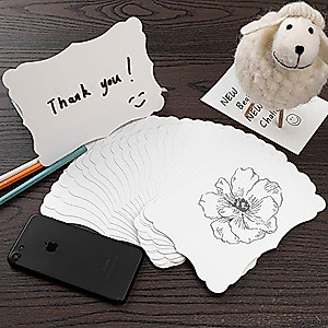 50 Pack Blank Kraft Cards Cardstock Thick Paper Brown Greeting Cards for DIY Gift Card Menus, Baby Shower and Wedding Invitations (5x7IN, White)